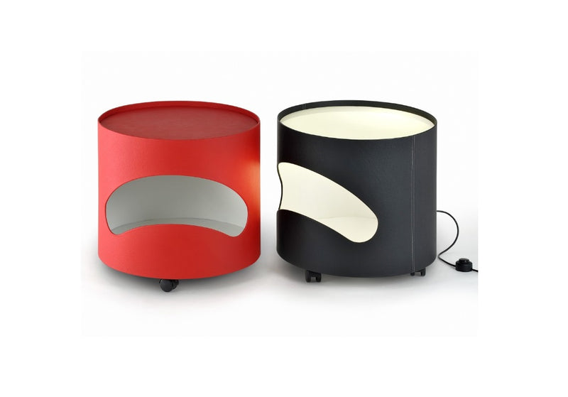 Robo 40P/40PL Low Cylindrical Container On Wheels With Leather Upholst