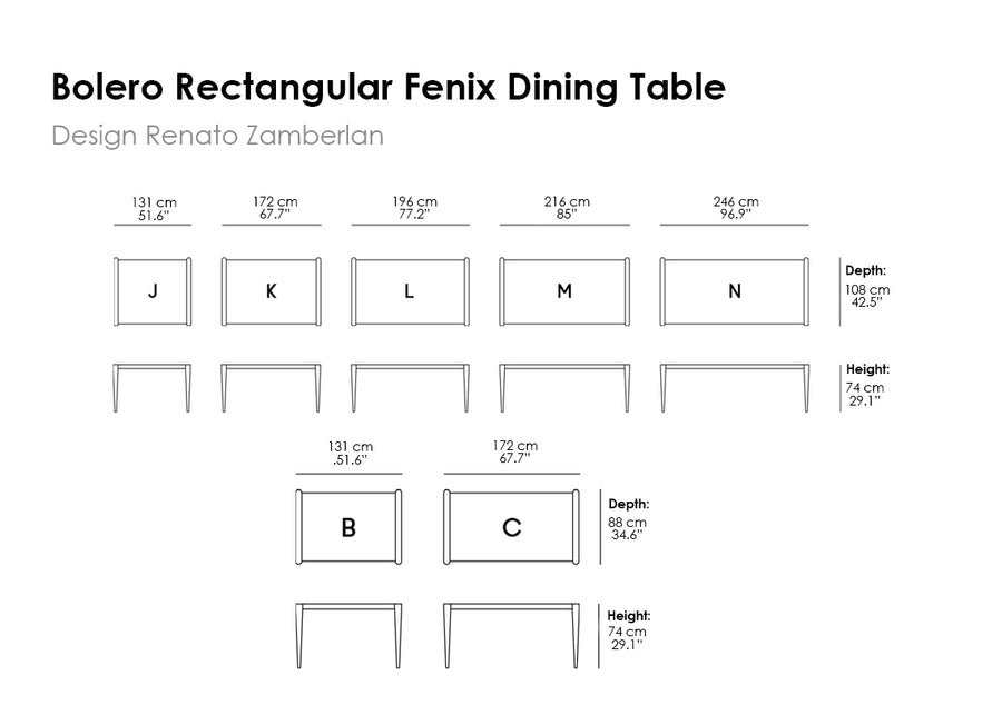 Bolero Rectangular Fenix Fixed Dining Table